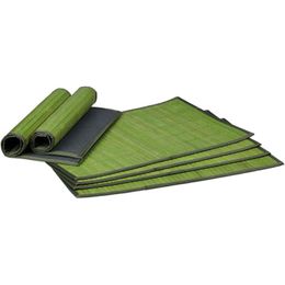 Tischset 6 teilig, Platzdeckchen, Bambus, rutschhemmende Unterseite, 30 x 45 cm, 6er Platzset, 6 Tischmatten, abwischbar, grün - Relaxdays