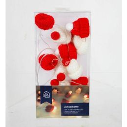 BURI 8 Stück Weihnachtliche Lichterkette mit je 10 LEDs rot weiß niedliche Mützen Dekoration