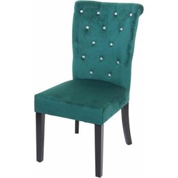 Esszimmerstuhl HHG 558, Stuhl Küchenstuhl, Nieten Samt dunkelgrün, schwarze Beine - green