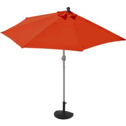 HHG Sonnenschirm halbrund Lorca, Halbschirm Balkonschirm, UV 50+ Polyester/Alu 3kg 270cm terracotta mit Ständer - orange