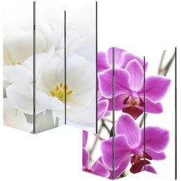 HHG - neuwertig] Foto-Paravent Paravent Raumteiler Spanische Wand Bagheria 180x120cm, Orchidee - multicolour