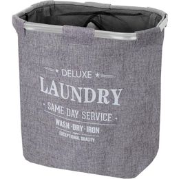 Wäschesammler HHG 242, Laundry Wäschebox Wäschekorb Wäschebehälter mit Netz, 2 Fächer 56x49x30cm 82l grau - grey