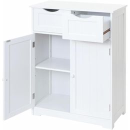 Neuwertig] Kommode HHG 596, Schubladenschrank Schrank, 2 Schubladen und 2 Türen 80x70x35cm weiß - white