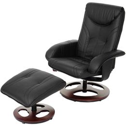 HHG - neuwertig] Relaxsessel 657, Fernsehsessel Sessel mit Hocker, Kunstleder schwarz - black