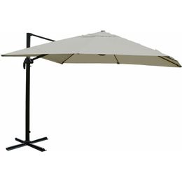 Gastronomie-Ampelschirm HHG 329, Sonnenschirm, 3x4m (Ø5m) Polyester/Alu 26kg creme-grau ohne Ständer - beige