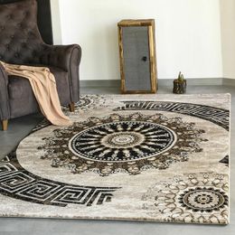 Teppich kurzflor Klassisch Orient Design Vintage Mandala Dunkelbraun Braun Beige, für Wohnzimmer, Schlafzimmer,80 x 150 cm