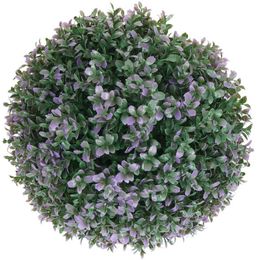 HHG - neuwertig] Künstlicher Busch 652, Buchskugel Dekopflanze Buchsbaumkugel Kunstpflanze Buxus, Outdoor ø 35cm lila - multicolour