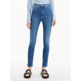 Calvin Klein Jeans Skinny-fit-Jeans HIGH RISE SKINNY mit Calvin Klein Leder-Brandlabel hinten am Bund, blau