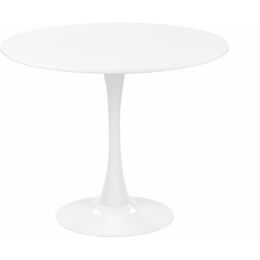 Beliani Esszimmertisch Weiß Rund 90 cm MDF-Platte Metall Modern - Weiß