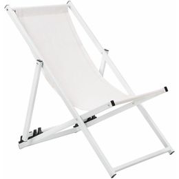 Beliani - Liegestuhl Weiß Cremeweiß Aluminium Textil Balkon Garten Terrasse Modern - Weiß