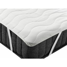 Beliani Matratzentopper Weiß Mikrofaser 160 x 200 cm Wasserdicht mit Gummizug an den Ecken Versteppt Matratzenschutz Auflage für Doppelbett - Weiß