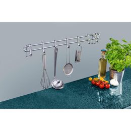 Wenko Vacuum-Loc® Hakenleiste Style mit 7 Haken, 60 cm, Befestigen ohne bohren, Silber glänzend, verchromtes Metall silber glänzend - silber glänzend