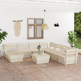 9-tlg. Garten-Paletten-Lounge-Set, Sitzgruppe Gartenset, Gartenmöbel Imprägniertes Fichtenholz LLOAQ368476 MAISONCHIC