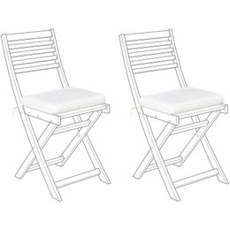 Beliani - Sitzkissen für Gartenstuhl 2er Set Cremeweiß Stoffbezug mit Reißverschluss Bindebändern 29 x 38 cm Modern Outdoor Stuhlkissen Stuhlpolster
