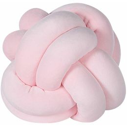 Beliani Dekokissen Rosa Samtstoff 20 x 20 cm Knotenball Sofakissen verknotet Wohnaccessoires Wohnzimmer Schlafzimmer Kinderzimmer Modern