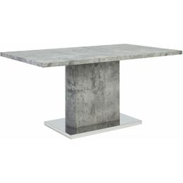 Beliani Esstisch Grau Silber 90 x 160 cm mdf Tischplatte Metallfüßen Rechteckig Betonoptik Modern Scandinavien Stil - Grau