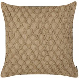 Beliani - Dekokissen Beige aus Jute Baumwolle 45 x 45 cm Quadratisch mit Muster Deko Dekoration Wohnaccessoires für Wohnzimmer Schlafzimmer - Beige