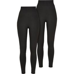 Urban Classics Leggings Urban Classics Damen Ladies High Waist Leggings 2-Pack (1-tlg), schwarz