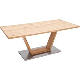 MCA furniture Esstisch Greta, Esstisch Massivholz mit Baumkante, gerader Kante oder Tischplatte, beige