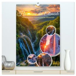 Calvendo Die Harmonie der Elemente - Die verborgenen Geheimnisse der Wasserfälle (hochwertiger Premium Wandkalender 2025 DIN A2 hoch), Kunstdruck in Hochglanz