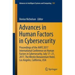 Springer Advances in Human Factors in Cybersecurity, Kartoniert (TB)