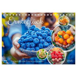 Ernteglück - Eine handvoll süßer Früchte zum Anbeißen (Tischkalender 2025 DIN A5 quer), Calvendo Monatskalender