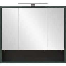 Welltime Spiegelschrank Kent Badmöbel. Breite 70 cm, LED-Beleuchtung und Schalter-/Steckdosenbox, grün