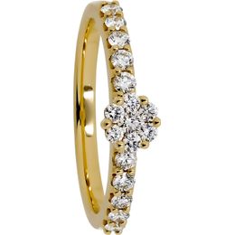 MONCARA Damen Ring, 585er Gelbgold mit 17 Diamanten, zus. ca. 0,50 Karat, gold, 58