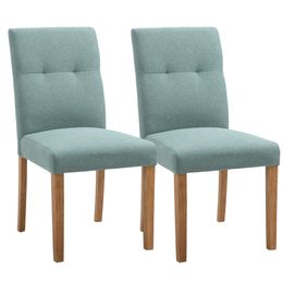HOMCOM Esszimmerstühle 2er-Set mit gepolstertem Sitz Stuhl Polsterstuhl Leinen-Polyester-Gewebe Scha