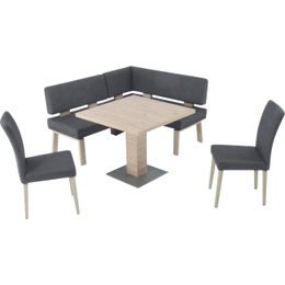 K+w Komfort & Wohnen K+W Komfort & Wohnen Eckbankgruppe Santos I, (Set), rechts/links Schenkel 157cm, zwei 4 Holzstühle und Tisch 90x90cm, blau