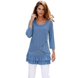 3/4-Arm-Shirt Inspirationen "Shirt" Gr. 36, blau (bleu) Damen Shirts Jersey