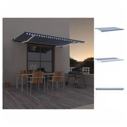 vidaXL Markise Gelenkarmmarkise Einziehbar mit LED 500x300 cm Blau und Weiß Balkon Te