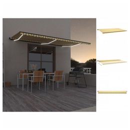 vidaXL Markise Gelenkarmmarkise Einziehbar mit LED 600x350 cm Gelb und Weiß Balkon Te