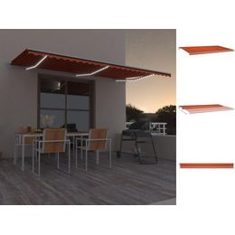 vidaXL Markise Automatische Markise mit LED Windsensor 600x300 OrangeBraun Balkon Te