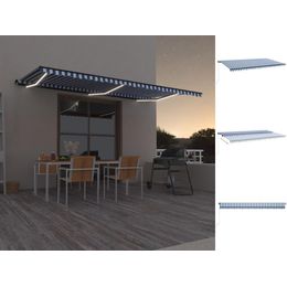 vidaXL Markise Gelenkarmmarkise Einziehbar mit LED 600x350 cm Blau und Weiß Balkon Te