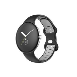 Wigento Smartwatch-Armband Für Google Pixel Watch 1 + 2 Silikon Armband Größe L Schwarz / Grau