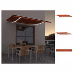 vidaXL Markise Automatische Markise mit LED Windsensor 400x300 Orange Braun Balkon