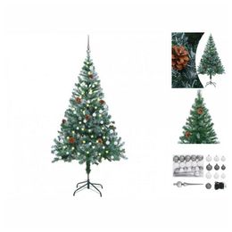 vidaXL Künstlicher Weihnachtsbaum Weihnachtsbaum Gefrostet mit LEDs Kugeln Zapfen Set 150 cm