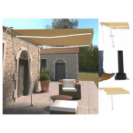 vidaXL Markise Automatische Markise mit LED Windsensor 300x250 cm Gelb Weiß Balkon