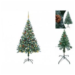 vidaXL Künstlicher Weihnachtsbaum Weihnachtsbaum mit Schnee LEDs Kugeln Zapfen 150 cm
