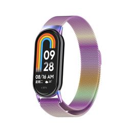 Wigento Smartwatch-Armband Milanese Uhrenarmband mit Magnetverschluss Xiaomi Mi Band 8 Regenbogen