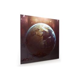 Primedeco Glasbild Wandbild Quadratisch Erde aus dem Weltraum mit Aufhängung