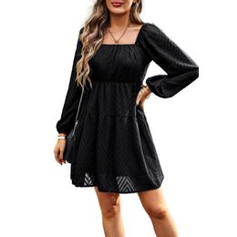 ZWY Dirndl Abend-/Cocktail-Langarm-Damen-elegantes kurzes A-Linien-Kleid