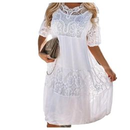 ZWY Dirndl Spitzenkleid, lockeres Kurzarmkleid