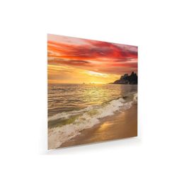 Primedeco Glasbild Wandbild Quadratisch Sunset Rio de Janeiro mit Aufhängung