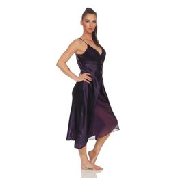 EloModa Negligé Damen langes Negligé Nachtwäsche Nachtkleid Dessous Satin; S M L XL (1-tlg)