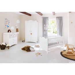 Pinolino® Babyzimmer-Komplettset Florentina, (Set, 3-St., Kinderbett, breite Wickelkommode und 2-türigem Kleiderschrank), breit; mit Kinderbett, Schrank und Wickelkommode; Made in Europe