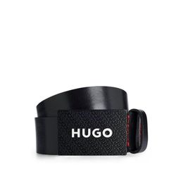 Hugo Ledergürtel Gilao-Z_Sz35 mit eingearbeiteten Logoschriftzügen auf der Schließe, schwarz