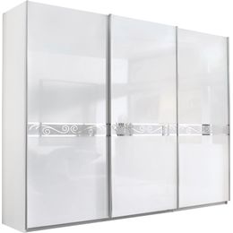 Schwebetürenschrank Rauch "Paris" Schränke Gr. B/H/T: 271 cm x 210 cm x 62 cm, 3 St., weiß (alpinweiß, glas kristallweiß) Schwebetürenschränke und Schiebetürenschränke