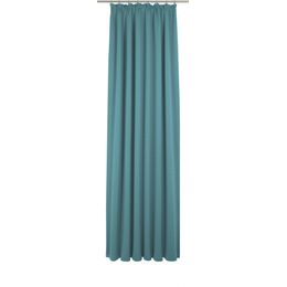 Vorhang WIRTH "Uni Collection" Gardinen Gr. 215 cm, Kräuselband, 142 cm, blau (türkis) Kräuselband